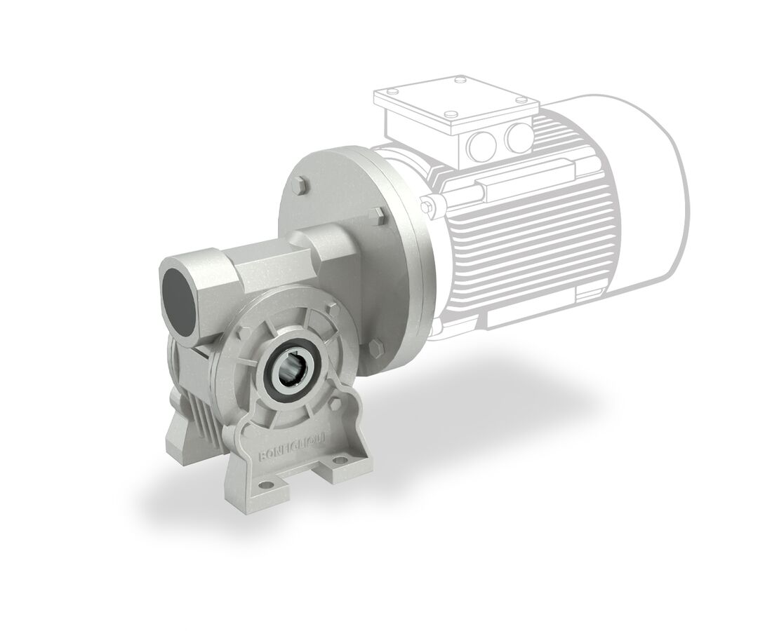 Reductor melcat Bonfiglioli VF44 P1 46 P63 B14 B3 putere 0.25 kW, raport 46, mărime 44, adaptor ...